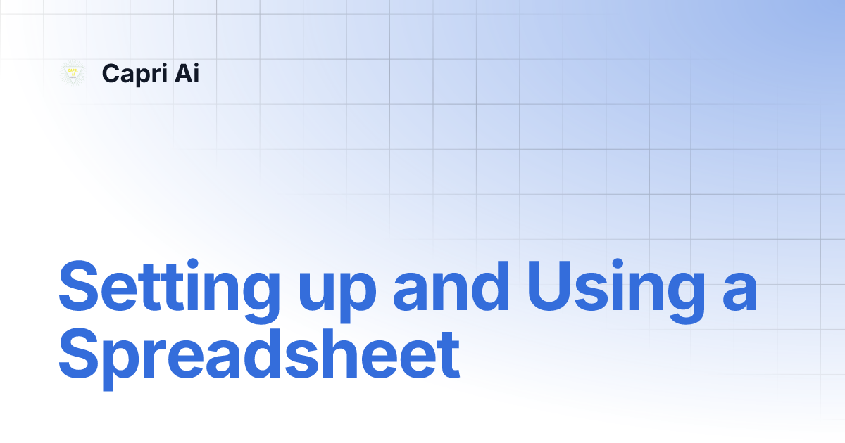 Setting up and Using a Spreadsheet | Capri Ai